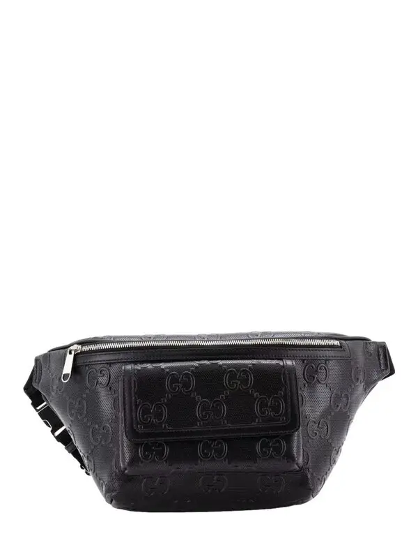 Gucci Gg Embossed Perforated Leather Belt Bag - Black