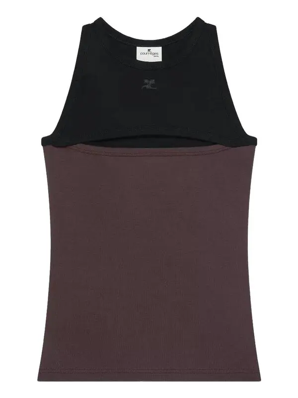 COURREGES Slash Contrast Tank Top - Red