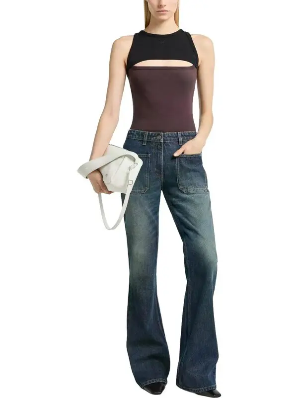 COURREGES Slash Contrast Tank Top - Red