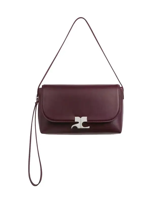 COURREGES Burgundy Logo Plaque Shoulder Bag - Red