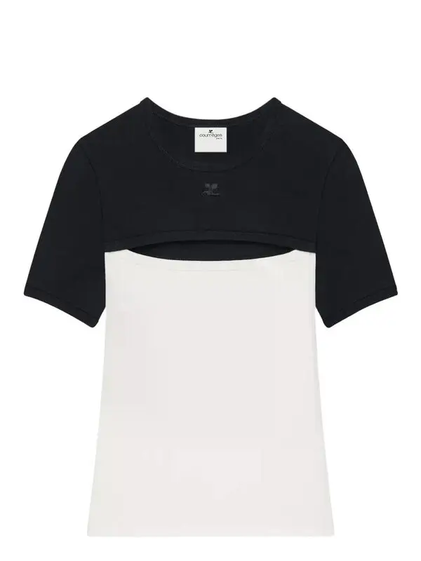 COURREGES Cut-out Colour-block T-shirt - White