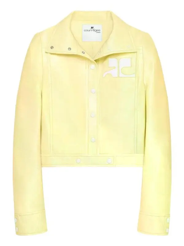 COURREGES Cropped Vinyl-effect Jacket - Yellow
