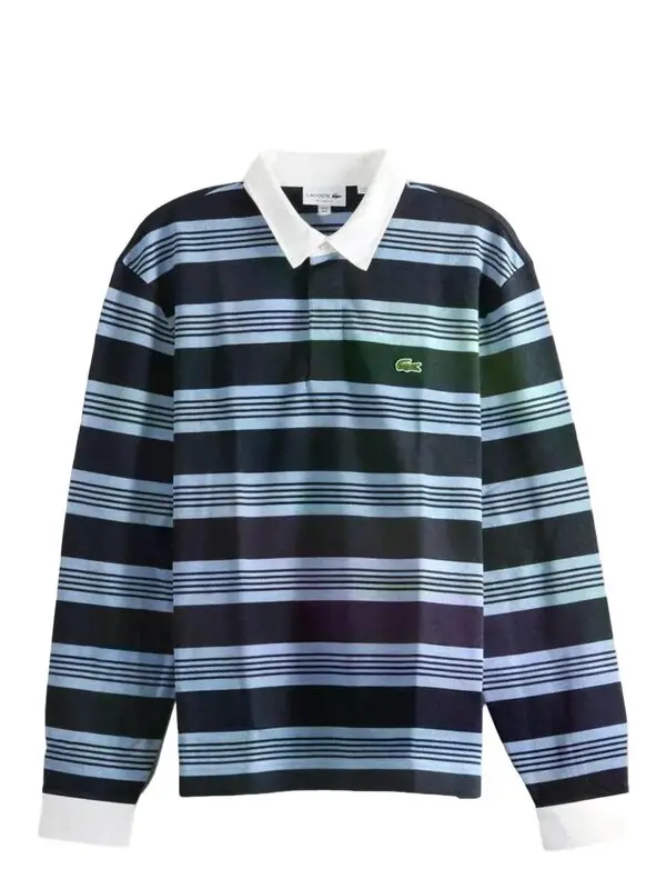 Lacoste Striped Long-sleeve Polo Shirt - Blue