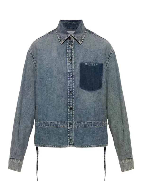 Alexander McQueen Logo Embroidery Denim Jacket - Blue