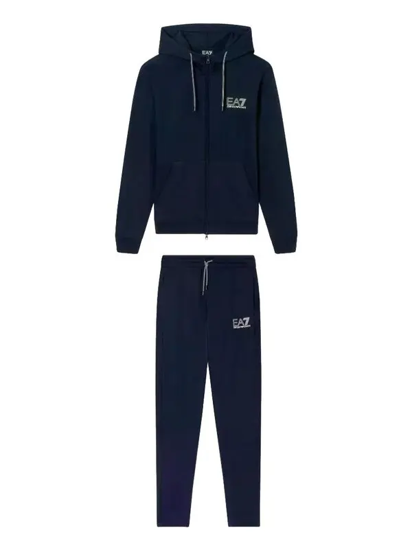EA7 Pure Cotton Tracksuit With Hood - Blue