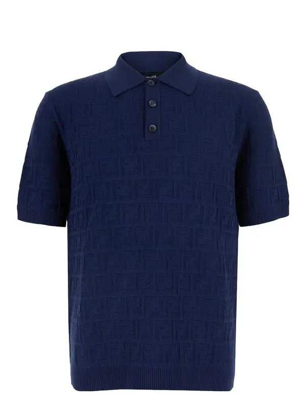 Fendi Ff Jacquard Cotton Polo Shirt - Multicolor