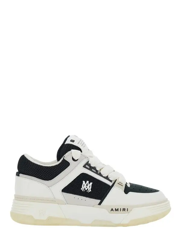 Amiri White And Black Leather And Tech Fabric Chunky Sneakers With Logo Detail - Multicolor