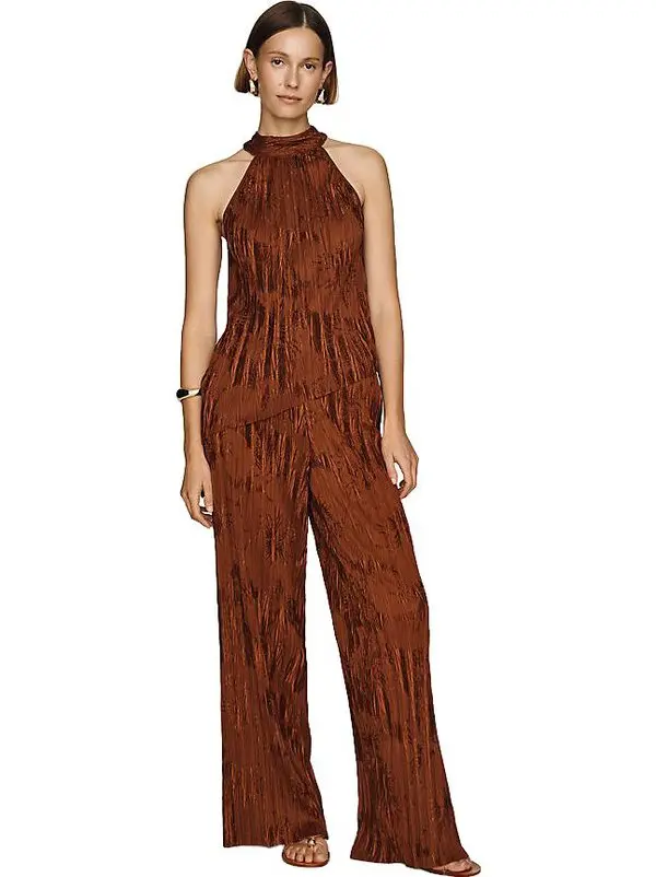 Maeve Ribbed Crinkle Pants - Tortoiseshell
