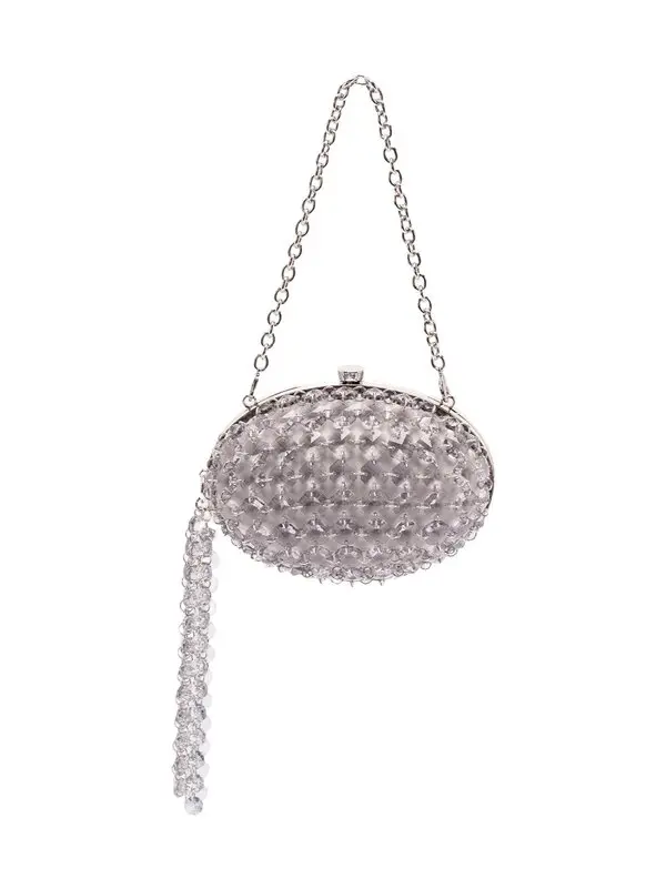 SELF-PORTRAIT Oval Crystal Embellished Clutch With Chain Strap - Multicolor