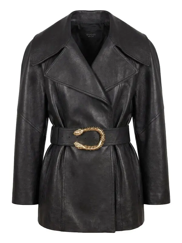 Gucci Lambskin Belted Trench Coat - Multicolor