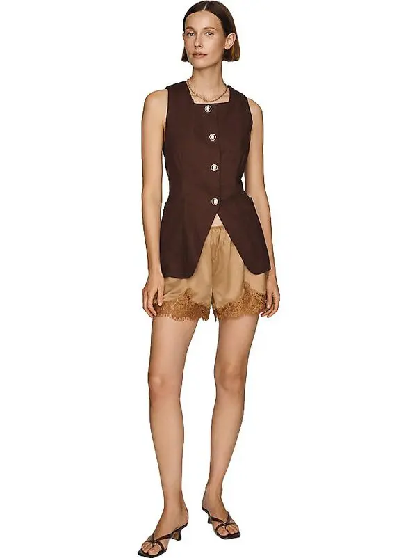 Sanctuary Satin Lace Shorts - Tan