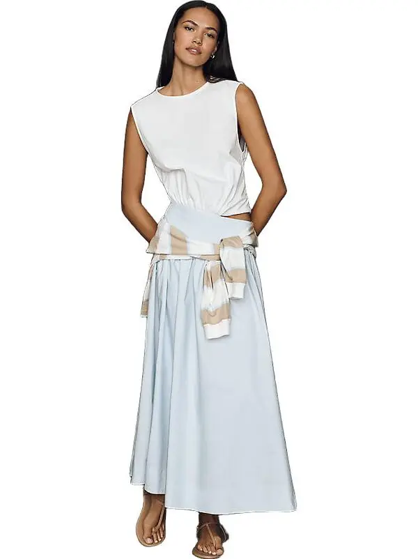 Anthropologie Muscle Tank Twofer Dress - Light Blue