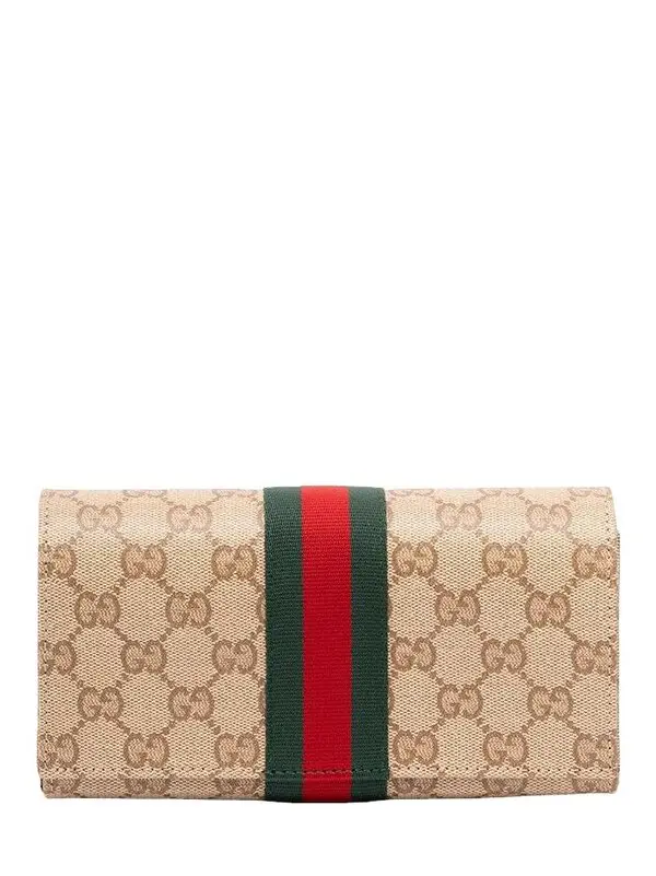 Gucci Monogrammed Canvas Pouch With Web Stripe - Multicolor