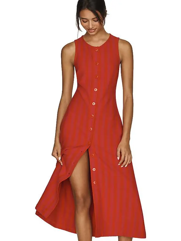 LISA SAYS GAH Manon Midi Dress - Raspberry Stripe
