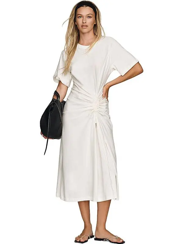 DAILY PRACTICE Cotton Ruched T-shirt Dress - Cloud Dancer