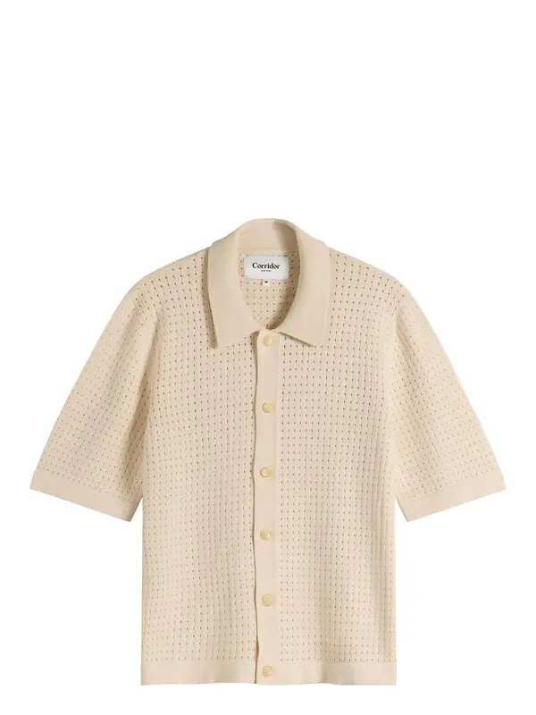 CORRIDOR Pointelle Knit Shirt - Natural