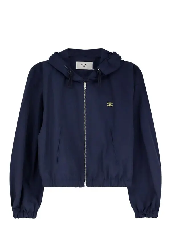 Celine Zip-up Hooded Jacket With Triomphe Embroidery - Multicolor