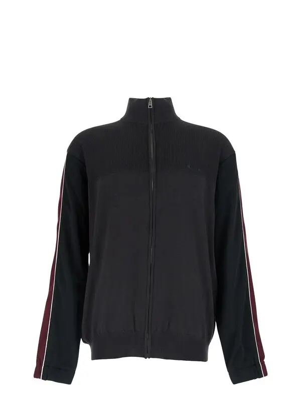Balenciaga High-neck Zip-up Sweatshirt With Logo Embroidery - Multicolor