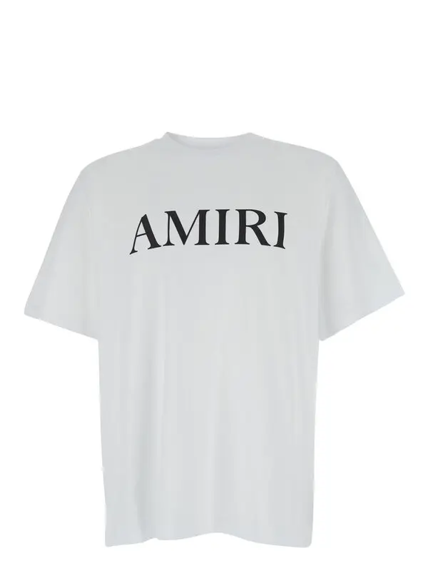 Amiri Crew Neck T-shirt With Logo Lettering Print In Cotton For - Multicolor