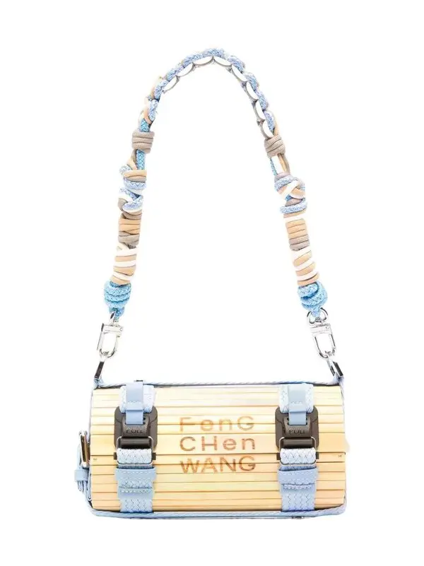 FENG CHEN WANG Logo-engraved Woven-strap Clutch Bag - Neutrals