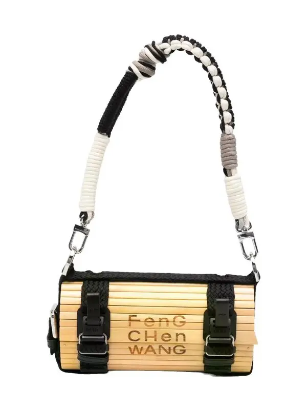 FENG CHEN WANG Bamboo Slat Buckled Clutch Bag - Neutrals