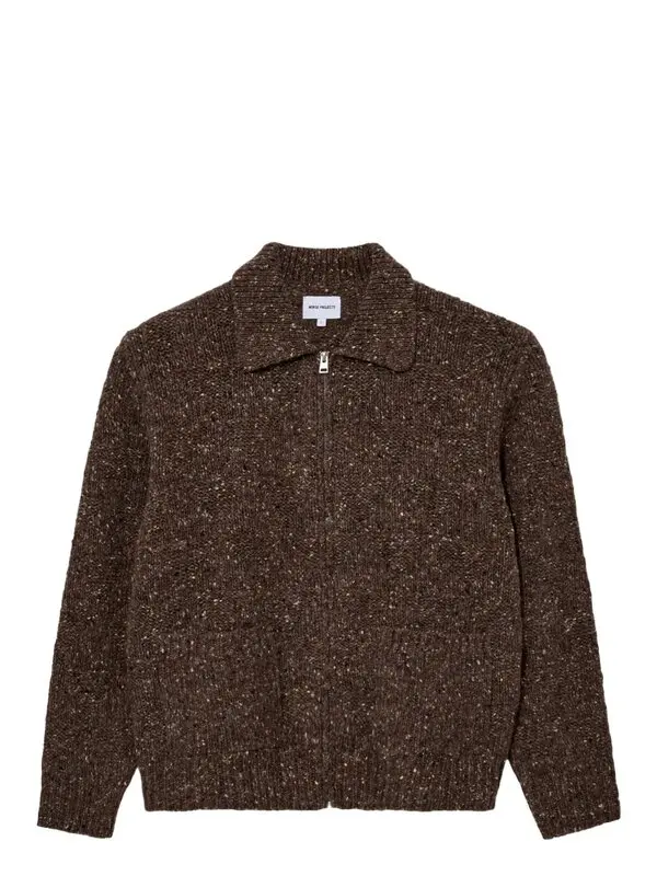 Norse Projects Zipper Wool Knit Cardigan - Black