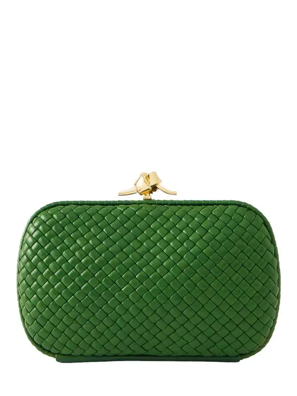 Bottega Veneta Knot Intrecciato Leather Clutch - Green