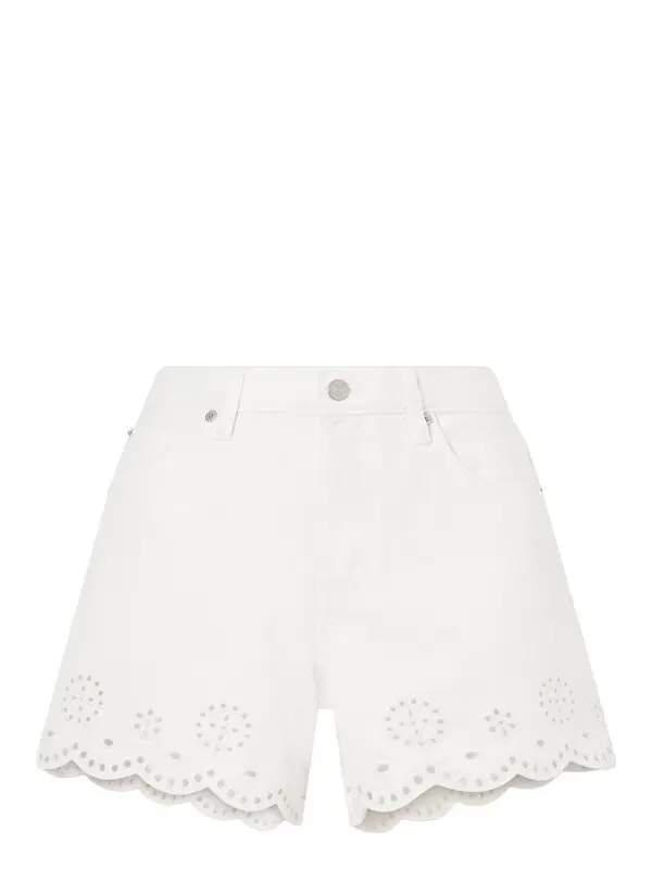 FRAME Broderie Anglaise Denim Shorts - White