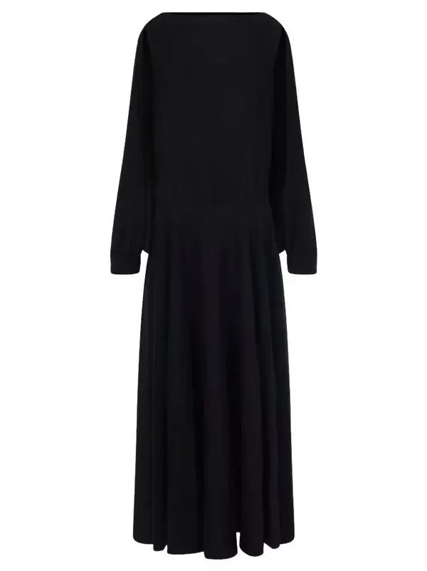 Balenciaga Boat Neck Long Sleeve Dress - Black