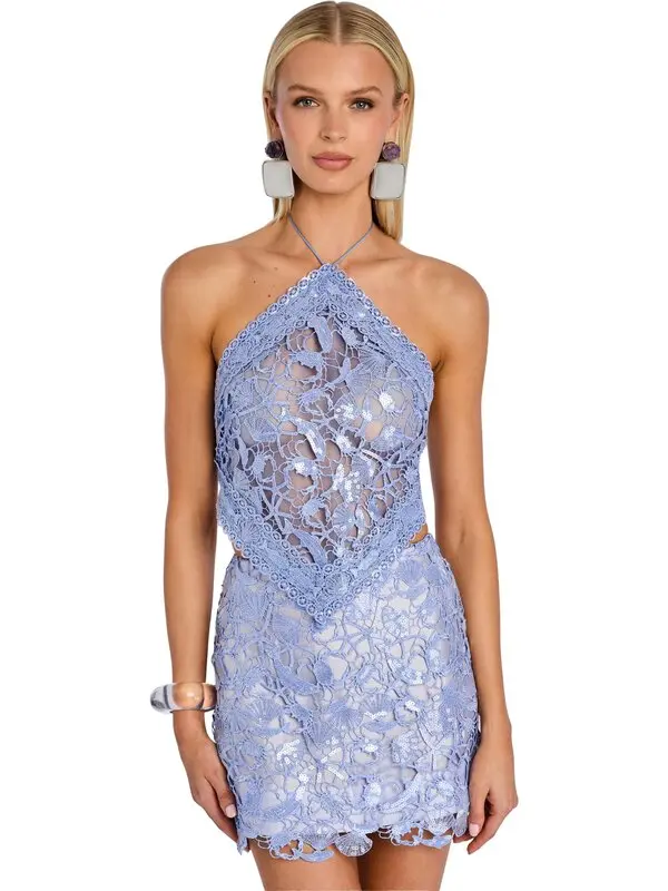 Retrofete Eaves Sequin Lace Handkerchief Top - Light L'acqua