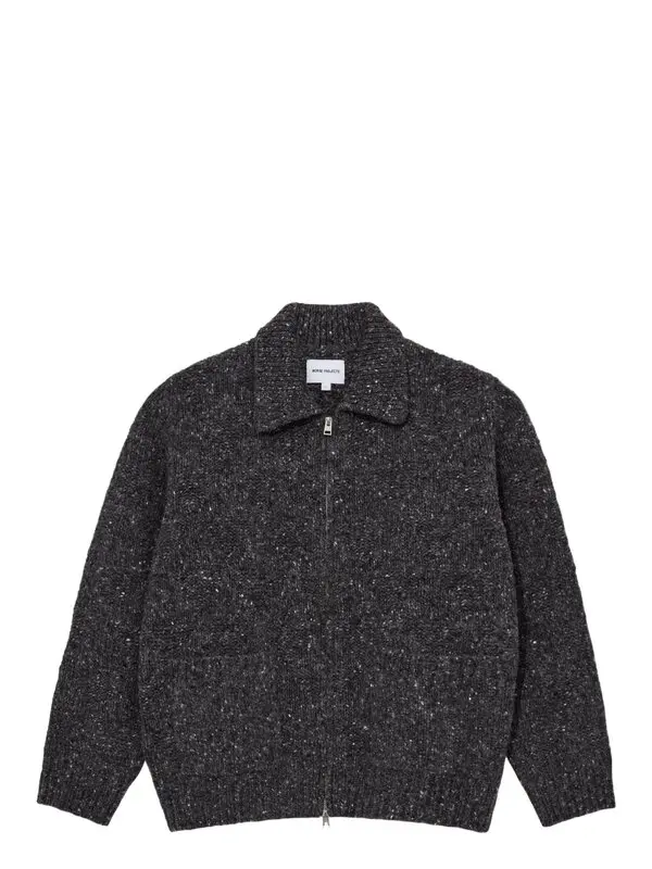 Norse Projects Long-sleeved Zip-up Wool Cardigan - Black