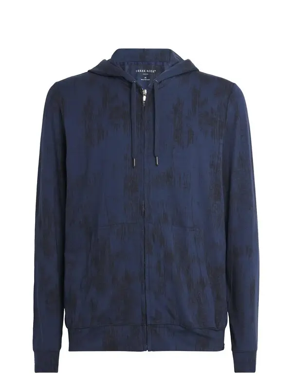 Derek Rose Micro Modal Zip-up Hoodie - Navy