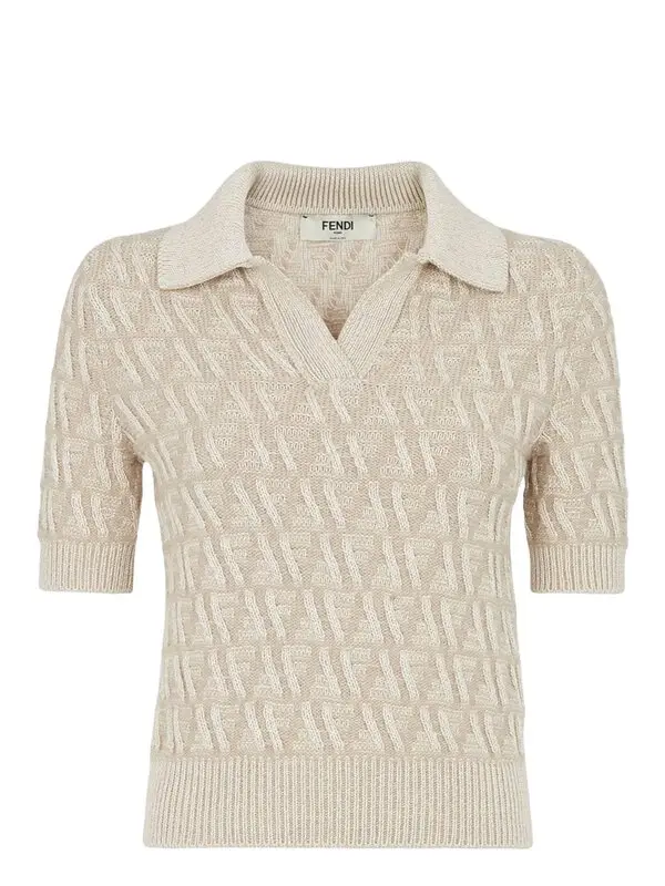 Fendi Logo Detailed Knitted Polo Top - Light Brown
