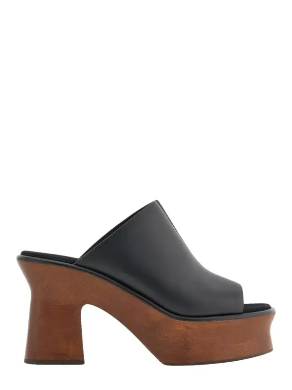 FERRAGAMO Black Thick-heeled Platform Sandals - Brown