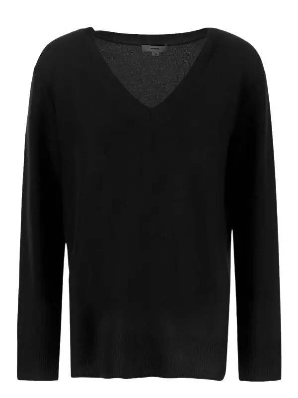 Vince V-neck Ribbed Cashmere Sweater - Black