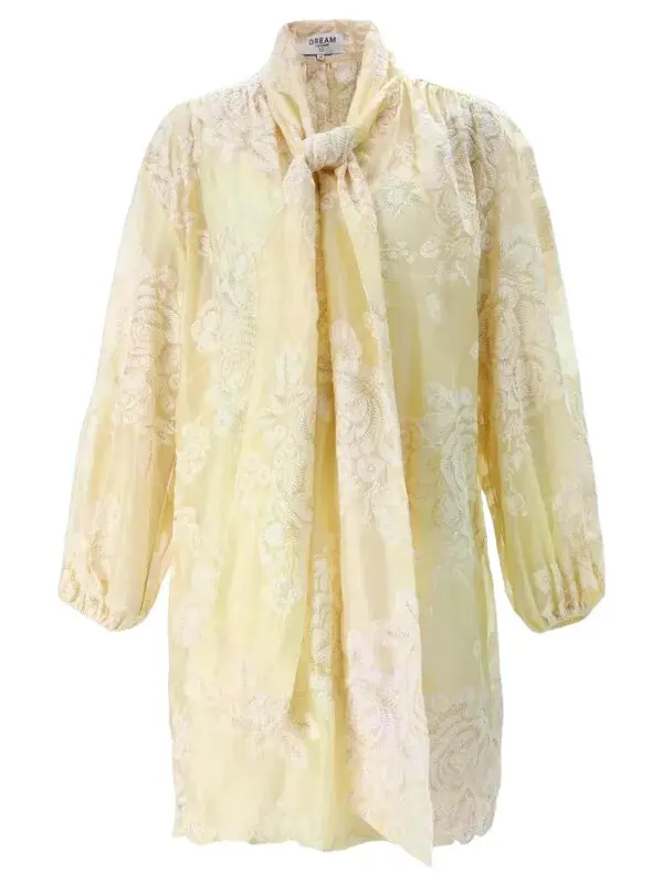 DREAM CATCHER Carla Floral-embroidered Mini Dress - Yellow