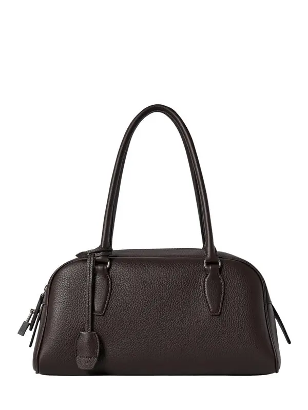 THE ROW Small India Lux Grain Shoulder Bag - Dark Brown