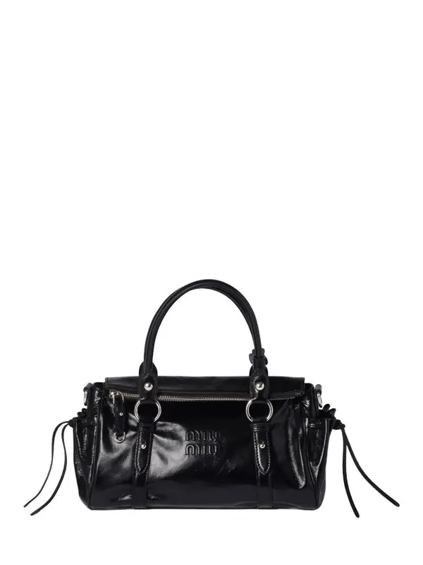 Miu Miu Glossy Leather Handbag - Black