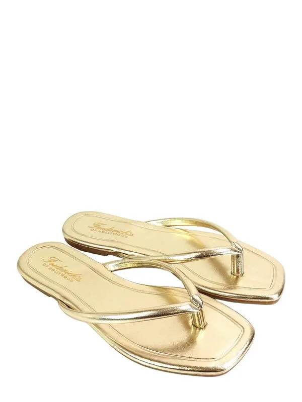 Frederick's Of Hollywood Tallulah Thong Flat Sandal - Gold