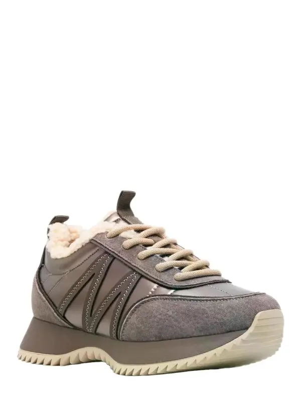 SERGIO MORETTI FIRENZE Shearling Trim Sneakers - Brown