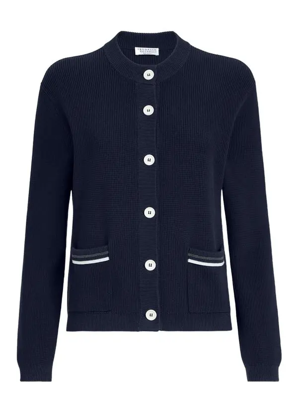 Brunello Cucinelli Ribbed Front-pocket Cardigan - Blue