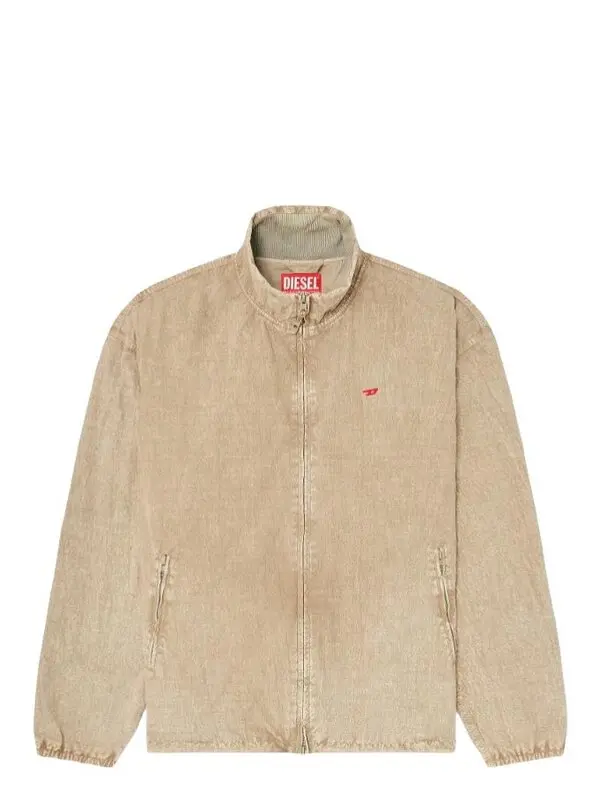 DIESEL® Garment-dyed Zip-up Jacket With Logo Detail - Beige