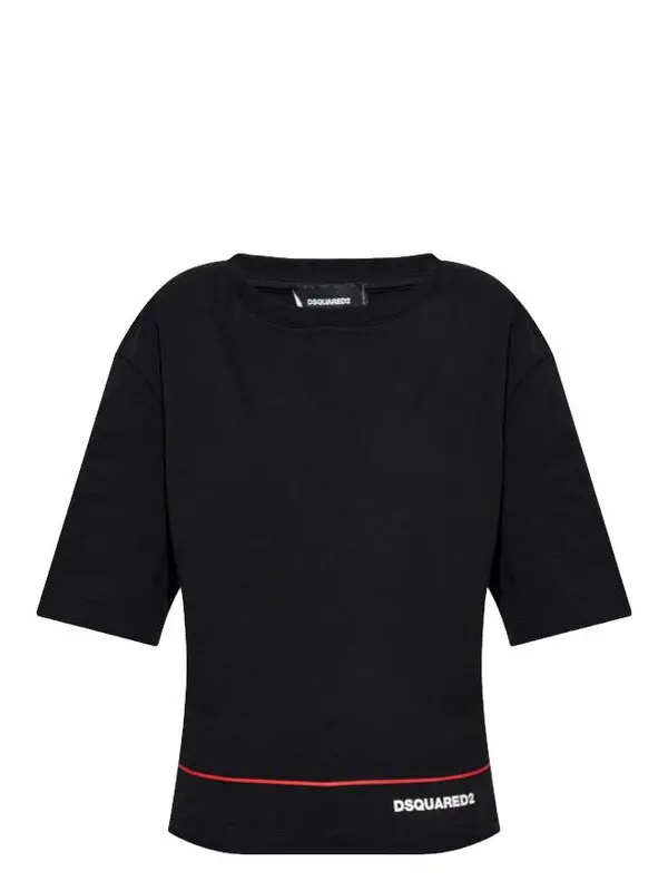 Dsquared2 Logo Print Short Sleeve T-shirt - Black