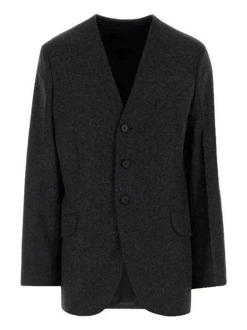 JIL SANDER Collarless Single-breasted Blazer - Grey