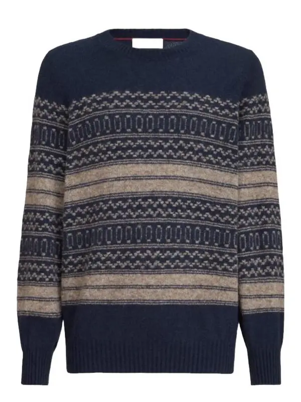 Brunello Cucinelli Fair Isle Crew Neck Sweater - Chestnut