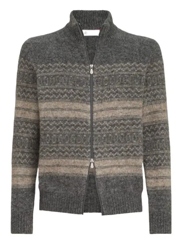 Brunello Cucinelli Zip-up High Neck Cardigan - Black