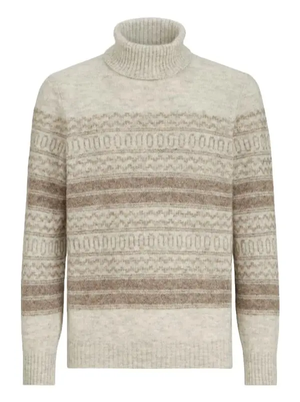 Brunello Cucinelli Fair Isle Turtleneck Sweater - Maroon
