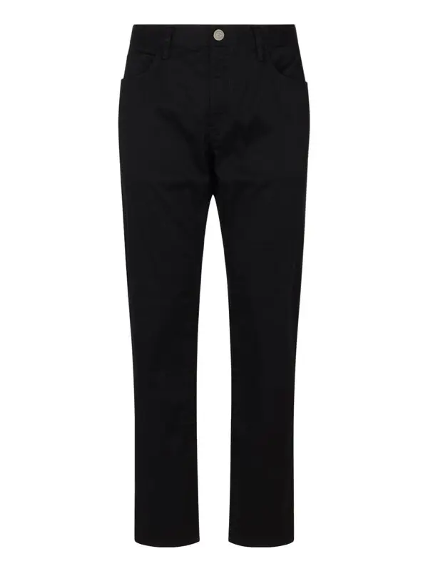 Giorgio Armani Logo-patch Straight-leg Trousers - Black