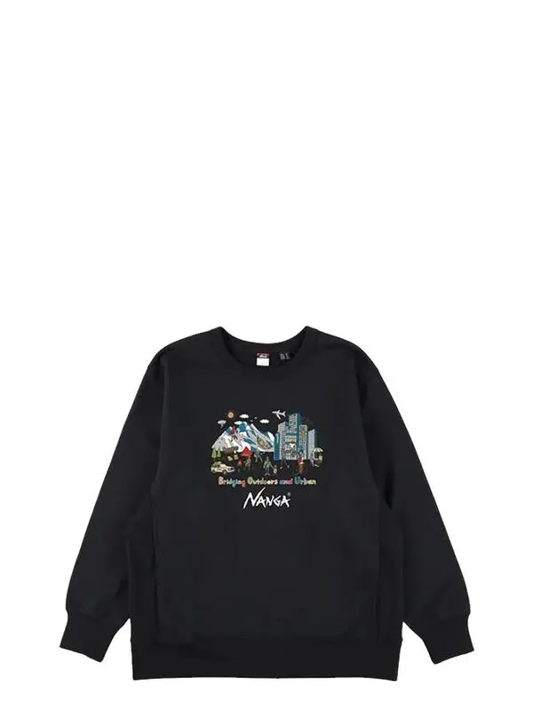 NANGA Crew Neck Sweatshirt With Graphic Detail - Black