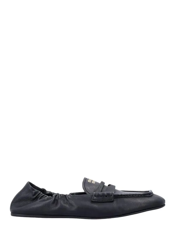 Miu Miu Nappa Ruches Loafers - Black